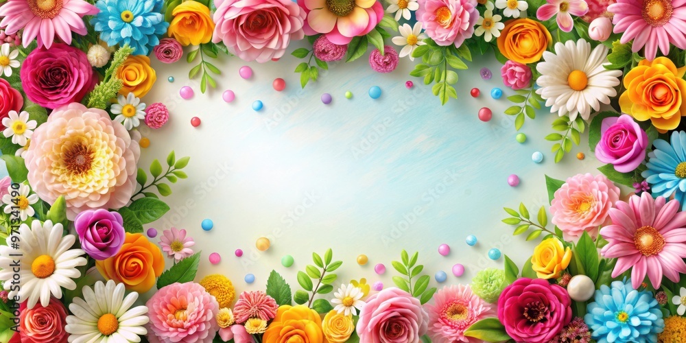 Happy birthday card featuring a beautiful flower border design Stock ...