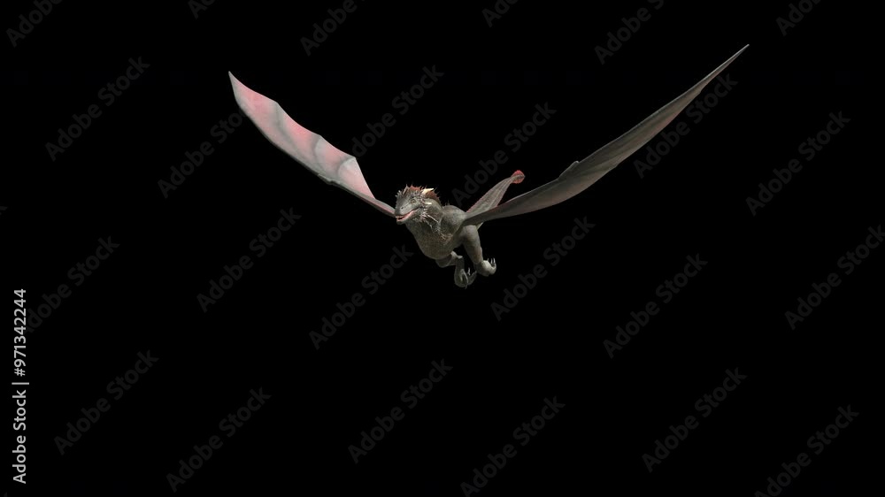 Animation of a flying and roaring fantasy dragon. Dragon on isolated ...
