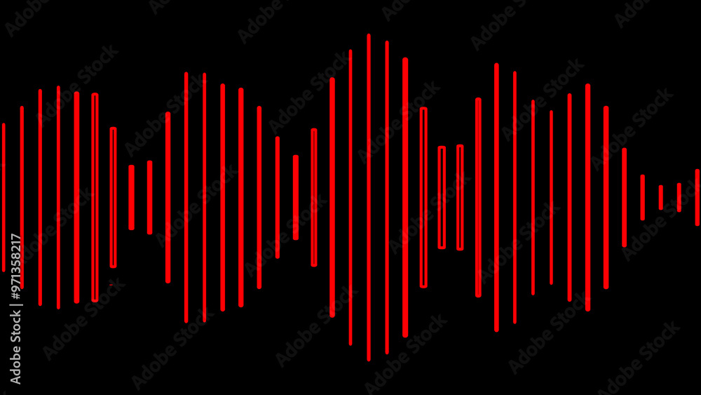 Sound wave animation isolated on black background. Audio waveform with ...