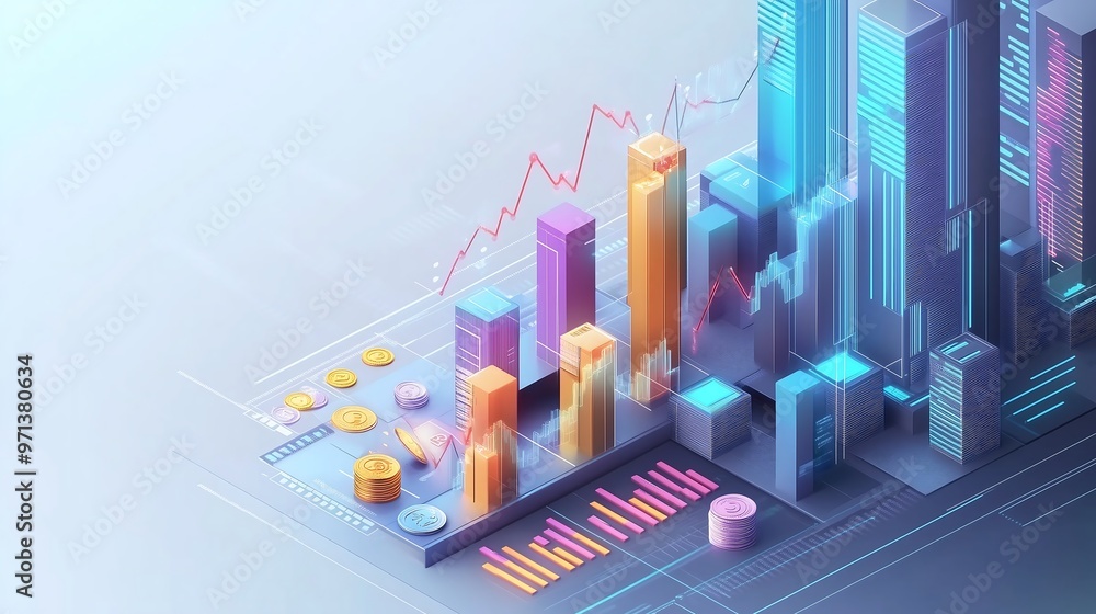A 3D isometric financial chart designed for educational purposes ...