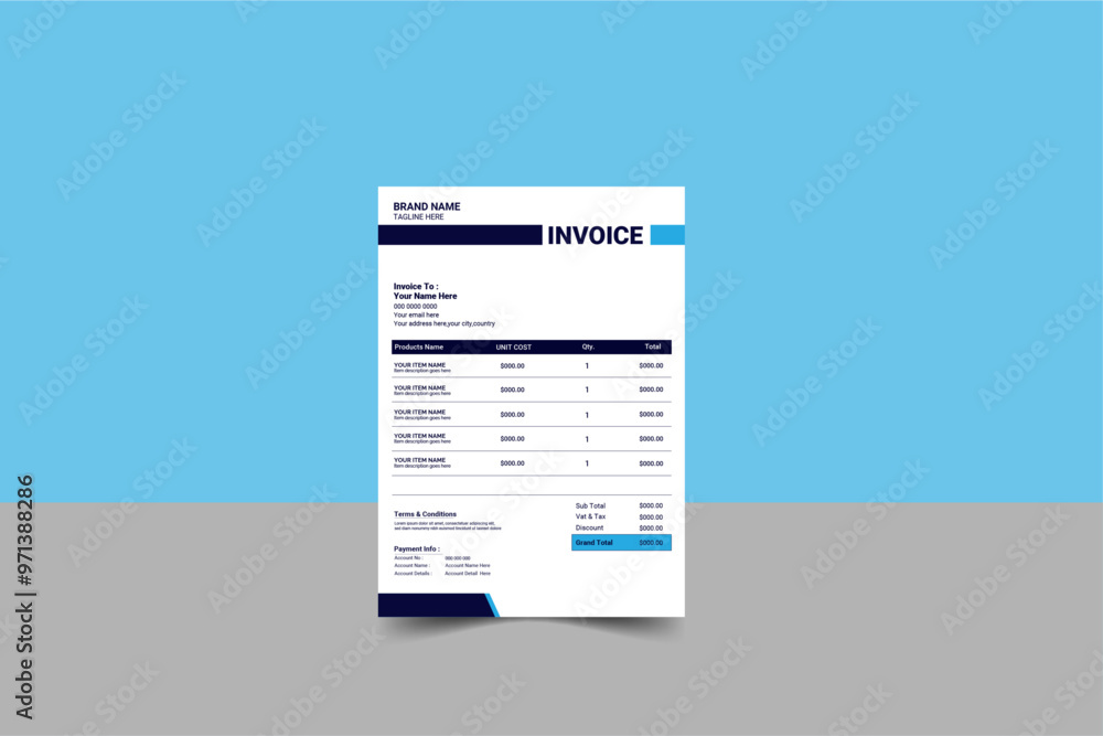 Minimal Corporate Business Invoice design template, vector illustration ...