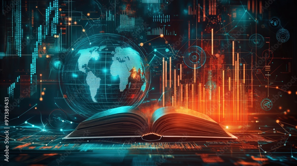 Business illustration concept, analytical elements and line charts ...