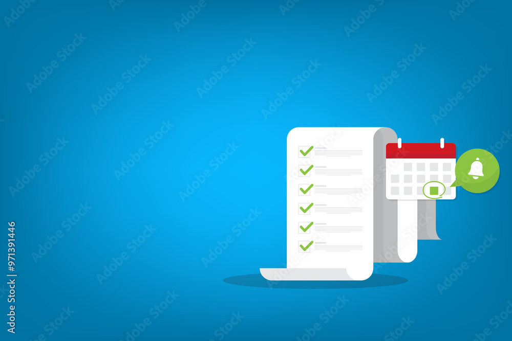 Check list document and calendar , paper check list and to do list with ...