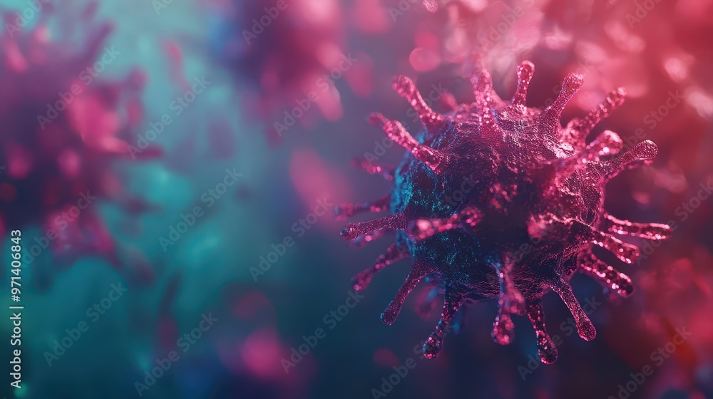 Macro image of a computer virus creeping into a digital environment ...