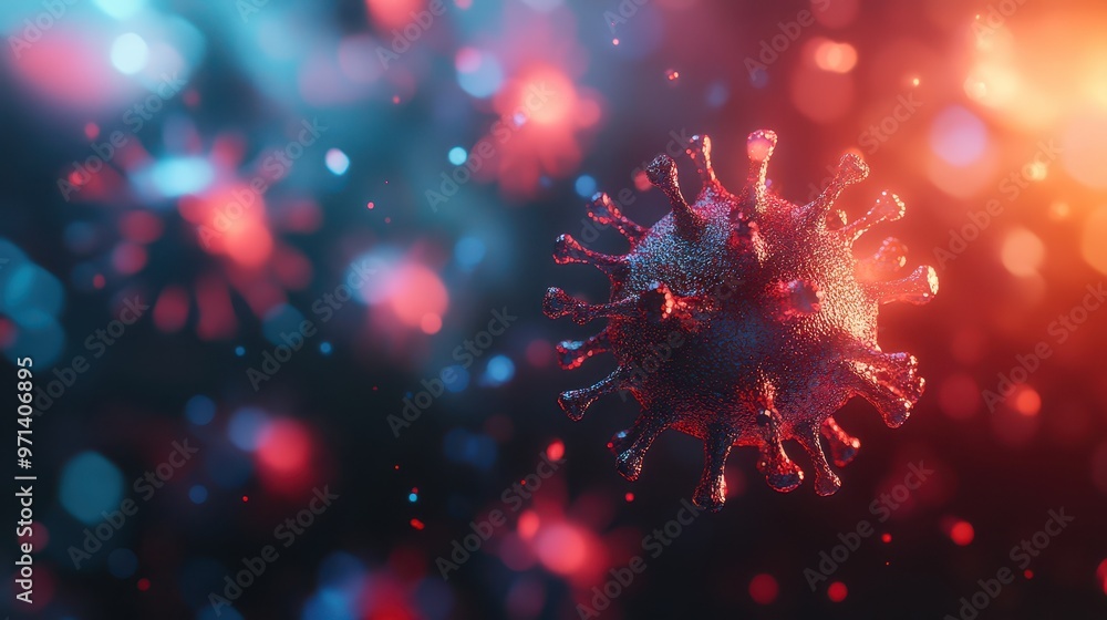 Macro image of a computer virus creeping into a digital environment ...