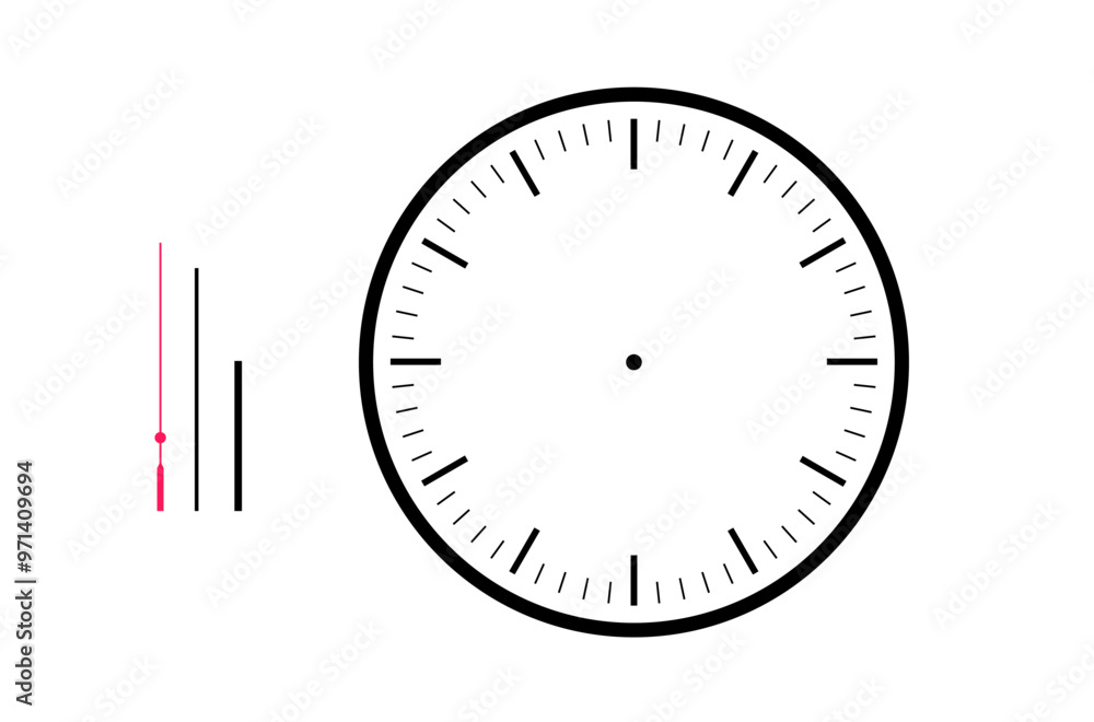 Clock face. Blank clock dial face. Time indication. Measuring round ...