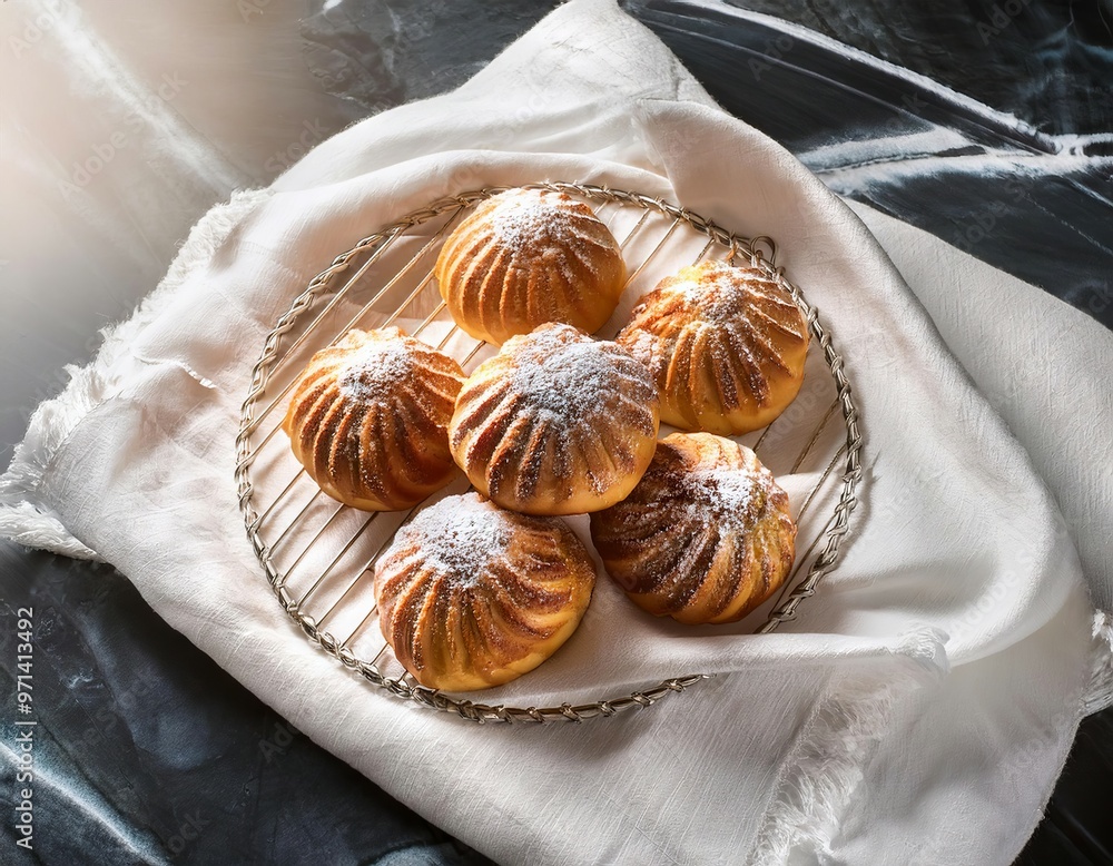 Sugar pastries with a sugar coating on white marble, styled with a y2k ...