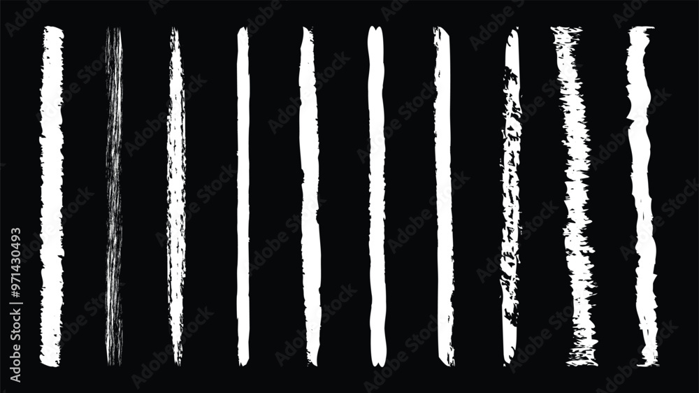Set of chalk brush lines. Hand drawn grunge lines on chalkboard ...
