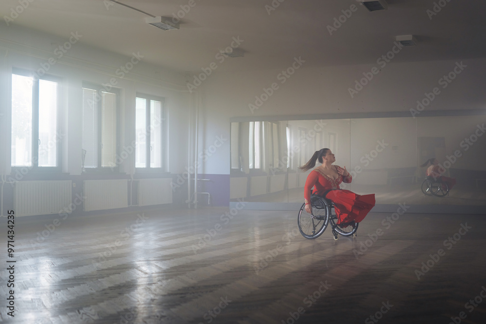 Beautiful dance in a wheelchair of a woman with disability at a dancing ...
