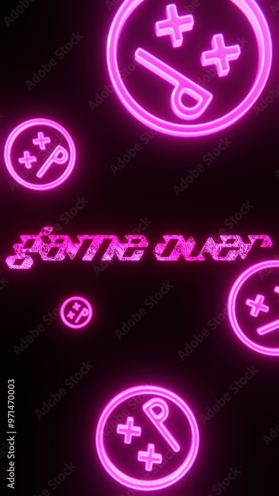 3D retro game over text font word infographic typography vertical ...