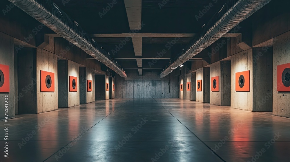 A professional shooting range with targets in place for firearms ...