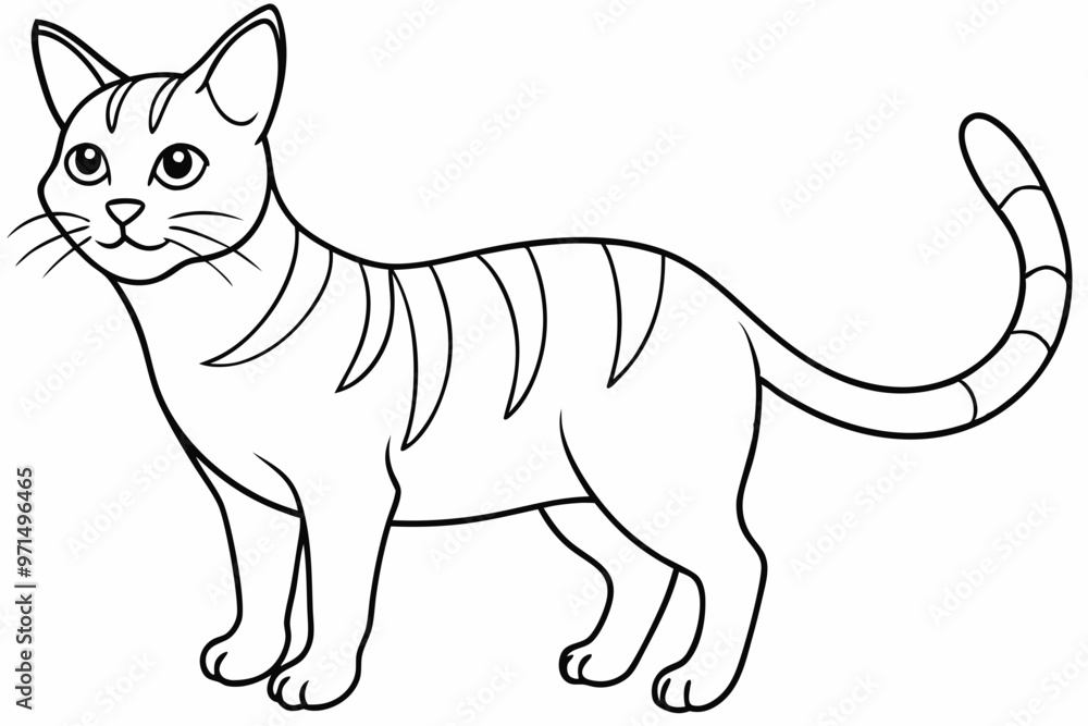 Cat Coloring Page - Thick Lines, No Details Vector Illustration, SVG ...