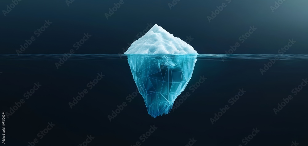Digital representation of an iceberg, where the visible tip is natural ...