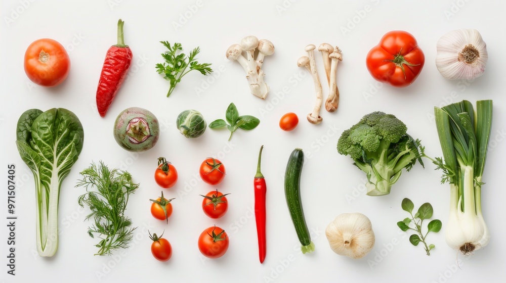 Food and fruit and vegetable pie charts presented on a clean white ...