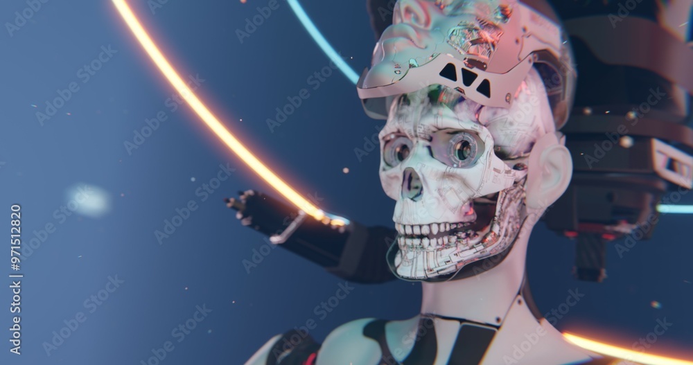 Cybernetic brain cyborg face futuristic female robotic head concept art ...