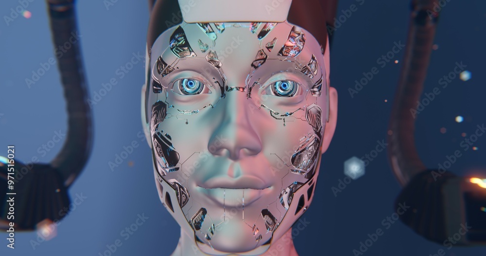 Cybernetic brain cyborg face futuristic female robotic head concept art ...
