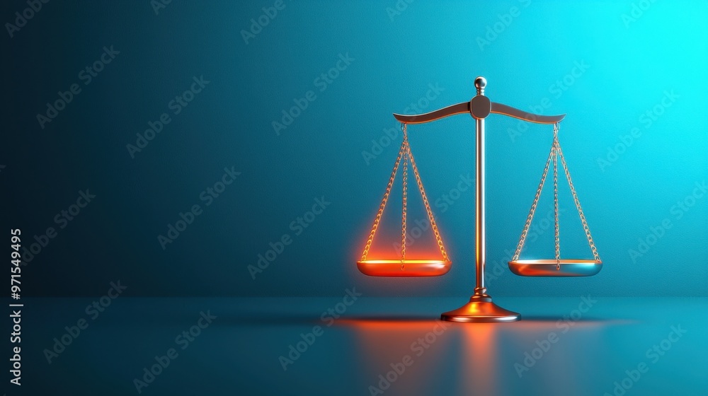 Balance of Light and Dark: A glowing scale with light on one side and ...