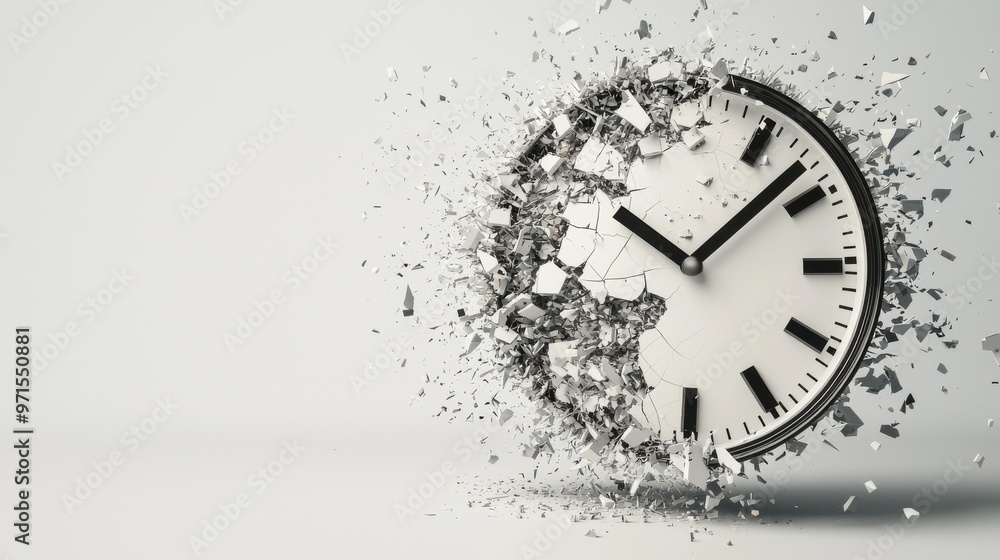 Broken Clock of Global Economy: A large clock with shattered hands and ...