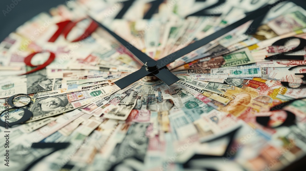 Clock of Decline: A clock with numbers made of different global ...