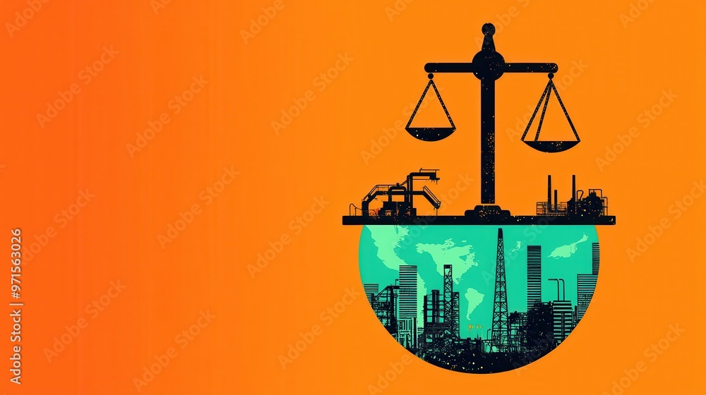 Global Balance Scale: A giant abstract balance scale with one side ...