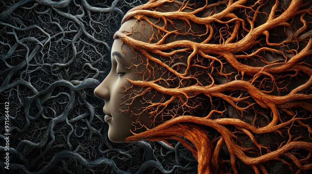 Growing Roots of Connection: Tree roots that spread across a network of ...