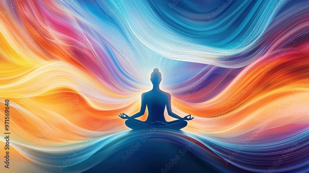 Mindful Waves of Joy: Flowing waves of vibrant colors and light ...