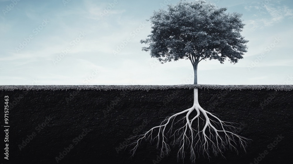 Rooted Tree of Achievement: A tree with strong, grounded roots in the ...