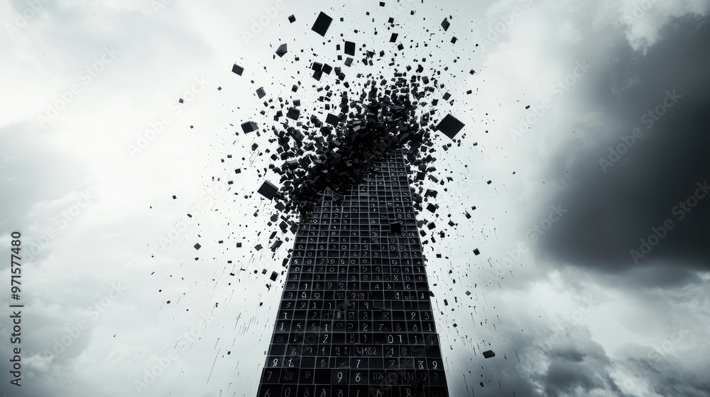 Shattered Financial Tower: A tall tower made of stock market graphs and ... Shattered Financial Tower: A tall tower made of stock market graphs and ...