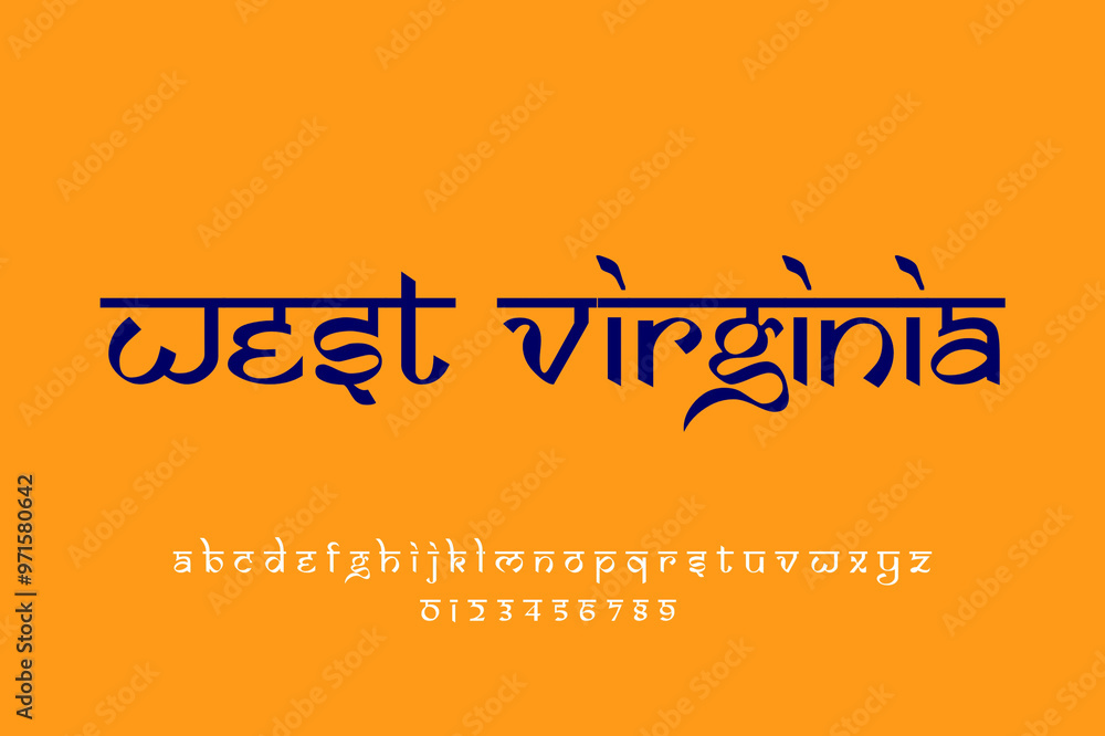 USA state West Virginia text design. Indian style Latin font design ...