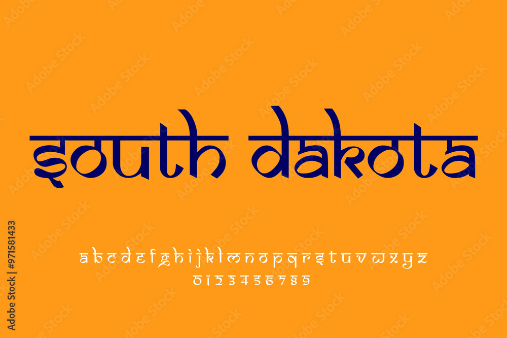 USA state South Dakota text design. Indian style Latin font design ...