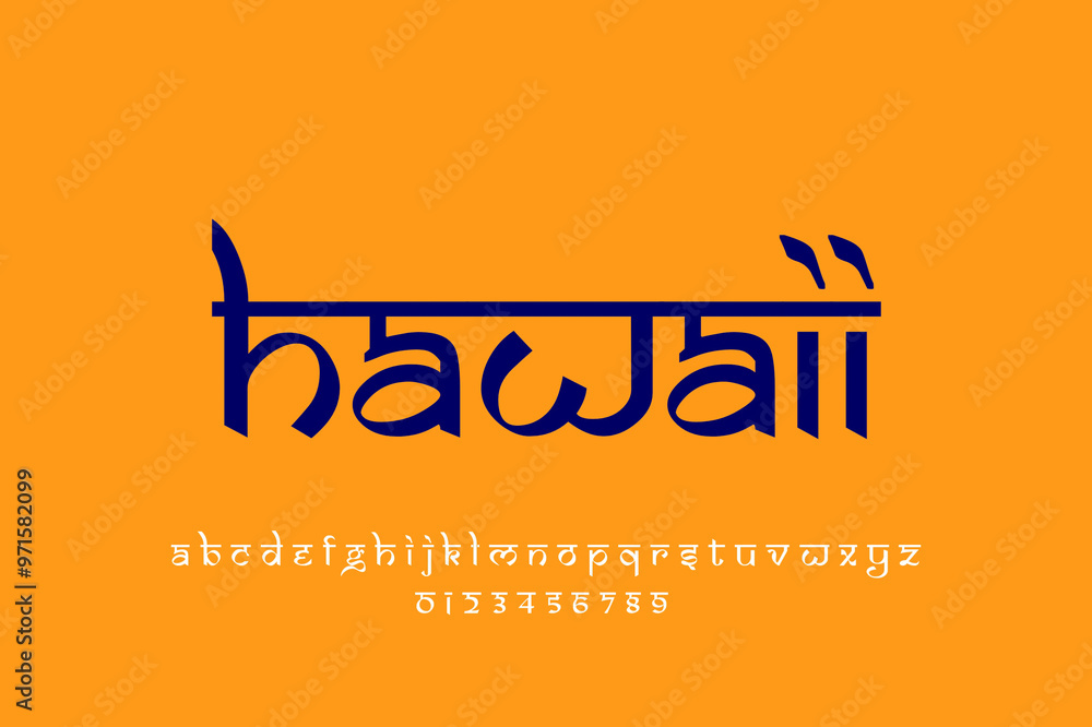 USA state Hawaii text design. Indian style Latin font design ...