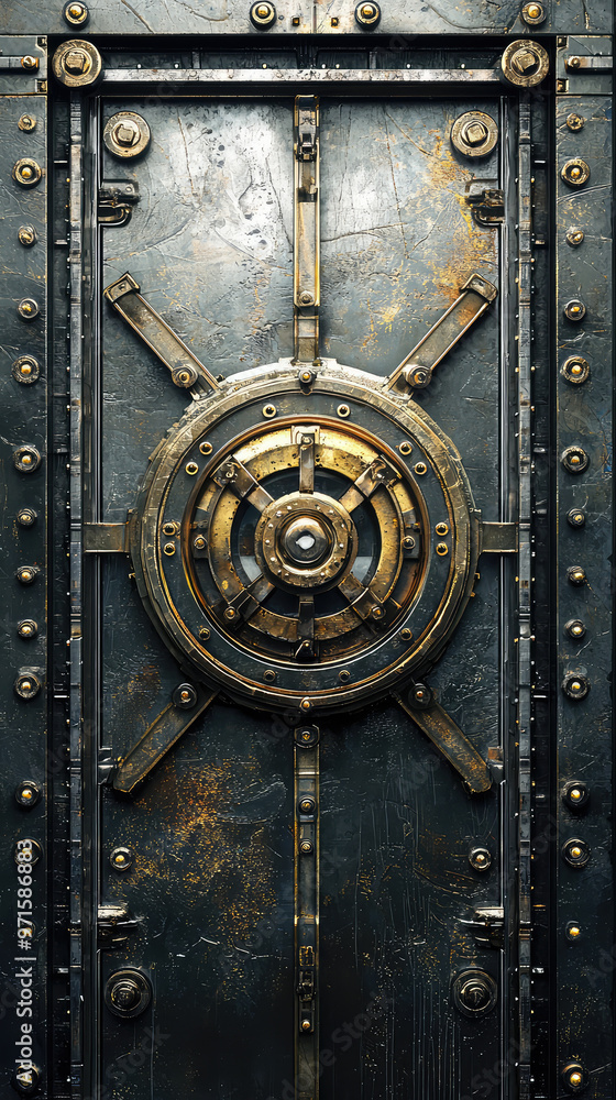 An artistic representation of bank vault door showcasing intricate ...