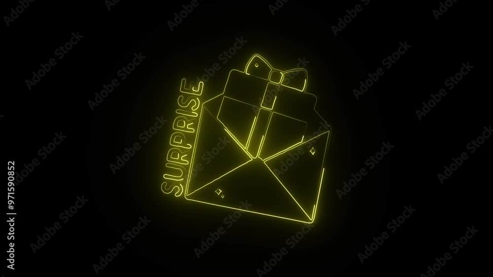 Neon Surprise sticker on dark background. Glowing animated Surprise ...