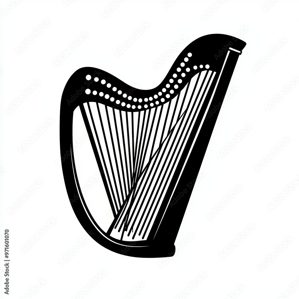 The Celtic Harp Silhouette is a simple yet elegant representation of a ...