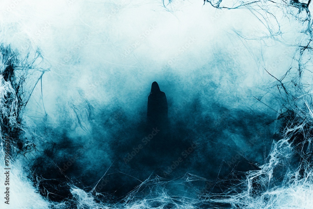 Ghostly apparitions floating near the edges, a delicate lace-like ...