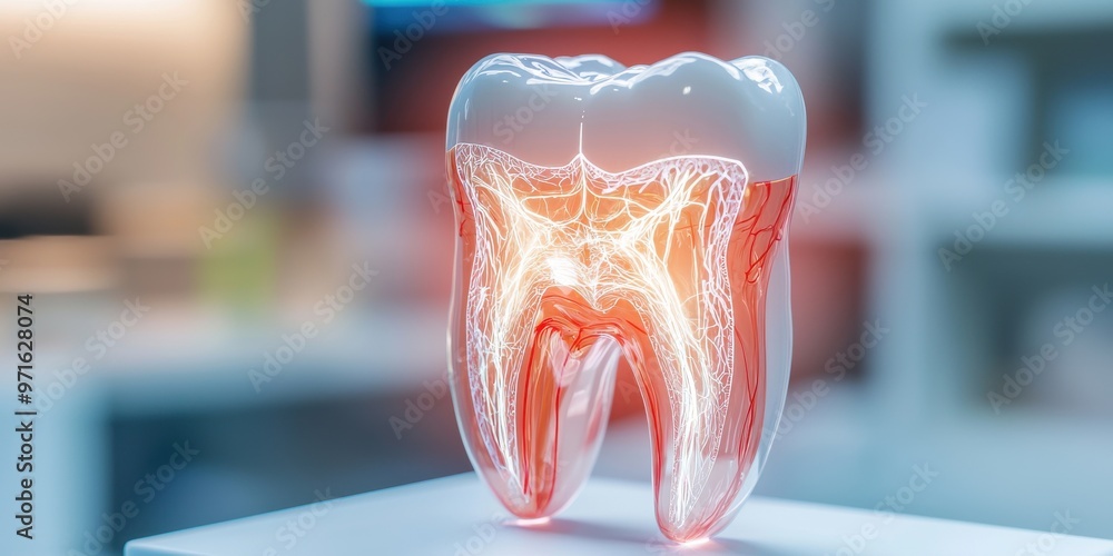 A detailed representation of a human tooth, showcasing its inner ...