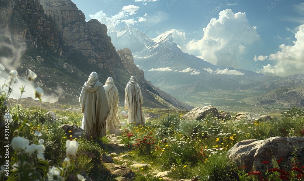 Staging of The disciples witnessing the risen Christ on the road to ...