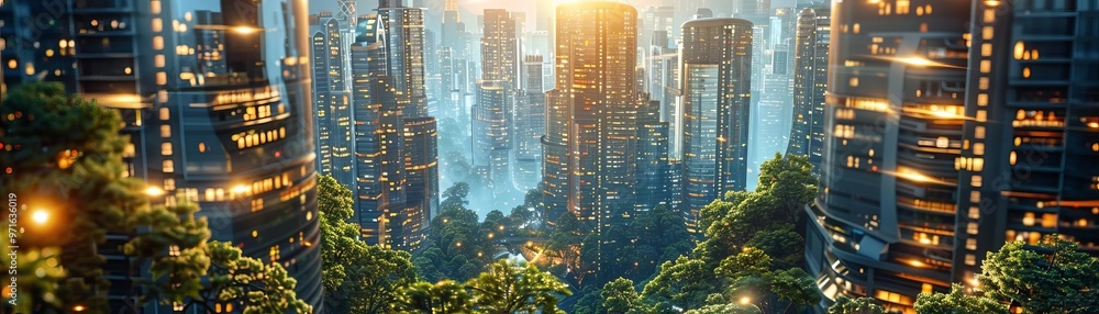 A dynamic scene with smart city infrastructure optimizing energy usage ...