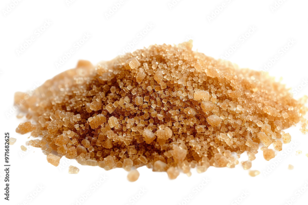 Brown sugar captured with a transparent white background in ultra high ...