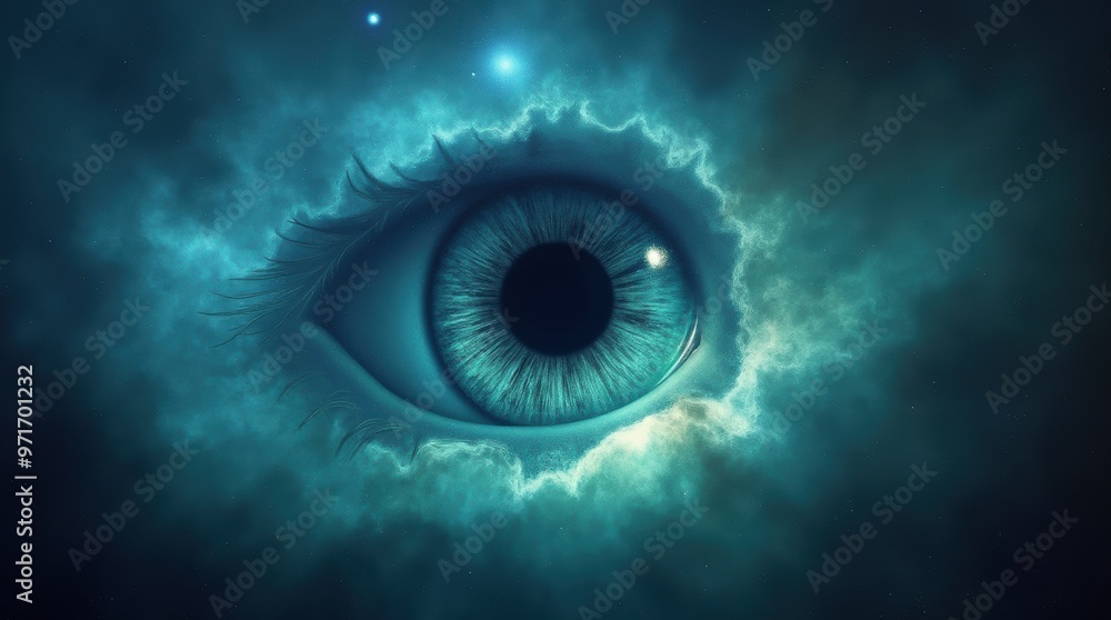 Helix Nebula Image Featuring a Cosmic Eye with Glowing Blue and Green ...