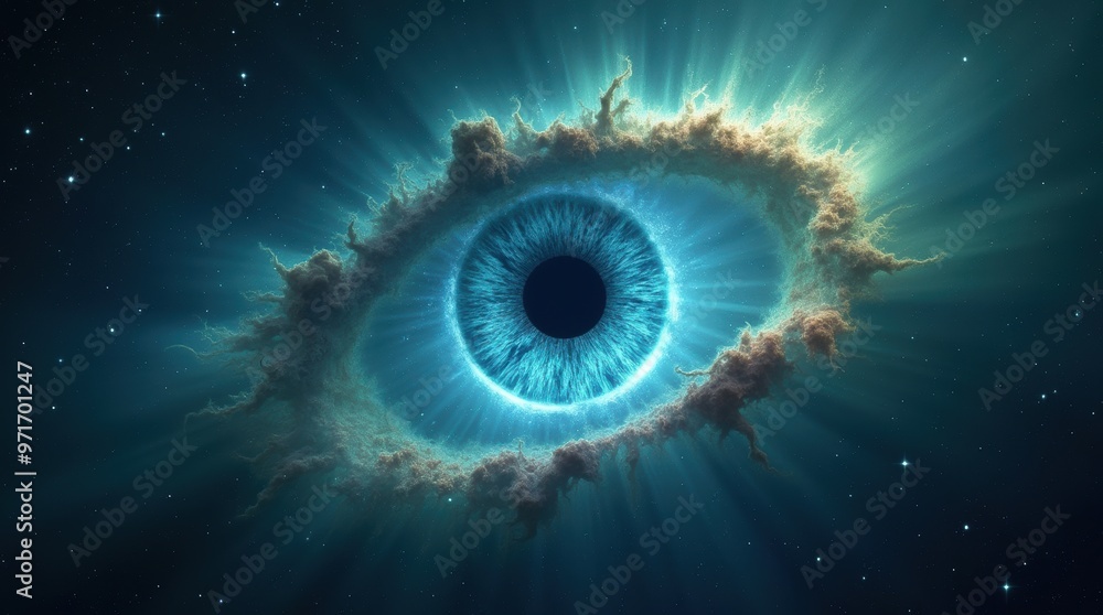 Detailed View of the Helix Nebula Resembling an Eye with Blue-Green ...