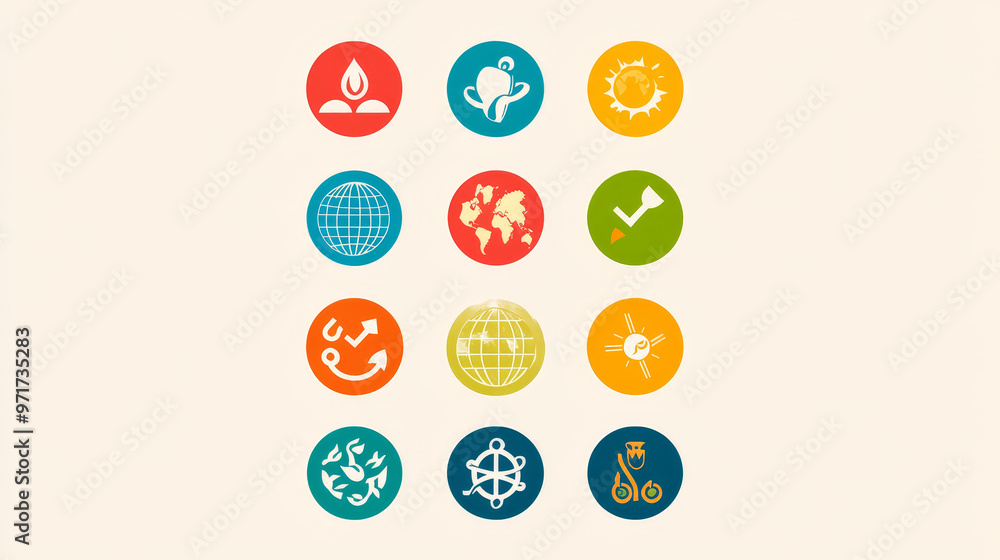"Sustainable Development global goals vector design featuring a set of ...