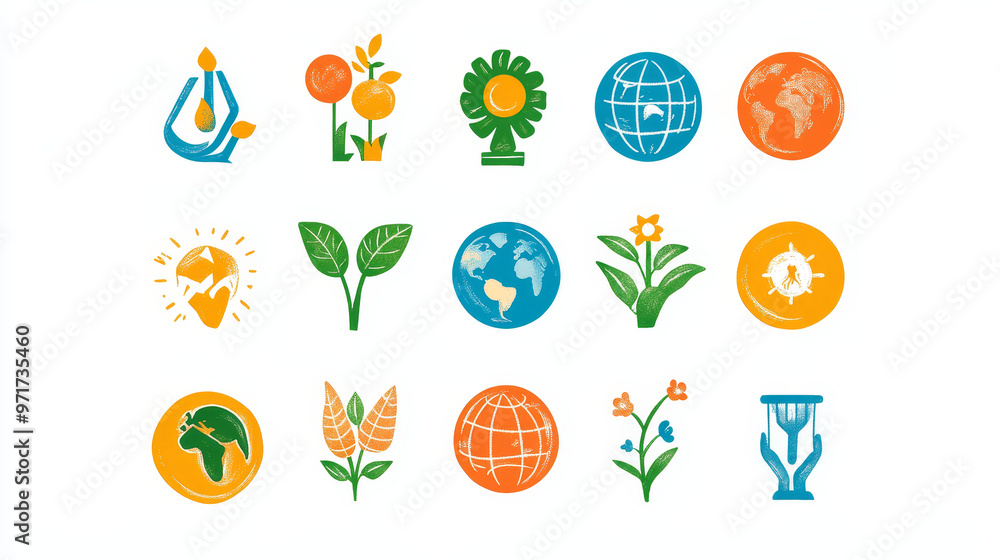 "Sustainable Development global goals vector design featuring a set of ...