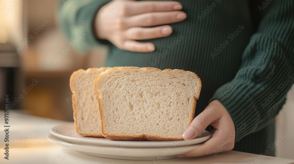 plate of sliced white bread sits in focus on a table, while in the ...