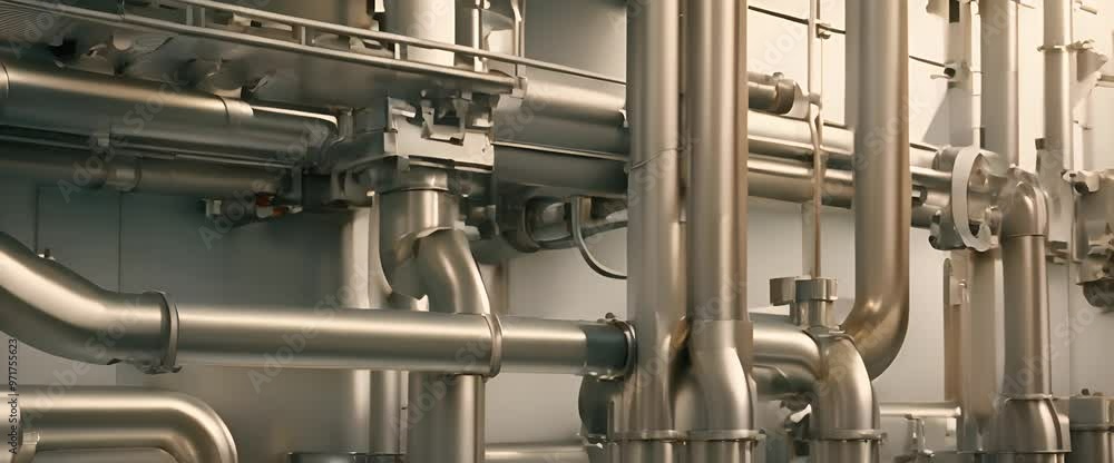 Industrial Pipes and Valves Close Up of a Complex Piping System in a ...