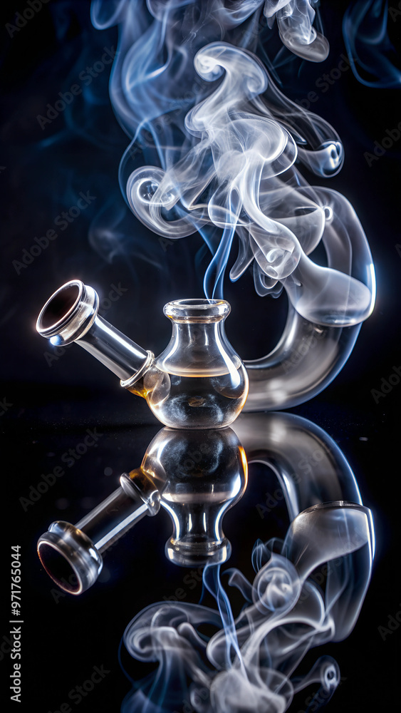 Glass pipe for smoking crack or crystal meth on reflective mirror ...