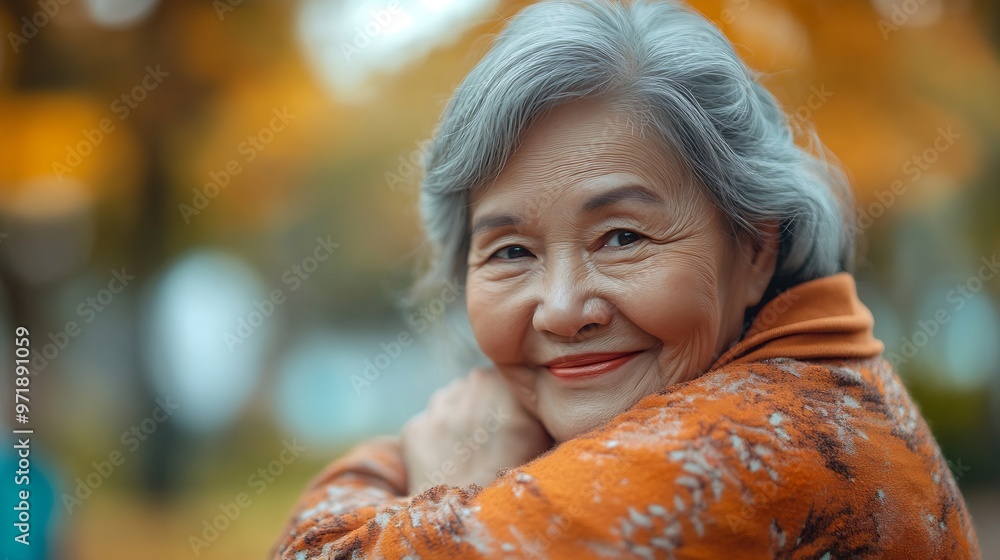 Hug park and senior women with retirement smile and happiness with ...