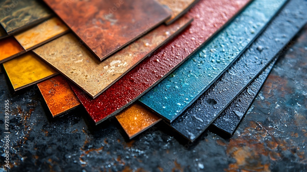 Samples of tiles made of Ethylene vinyl acetate of different colors for ...