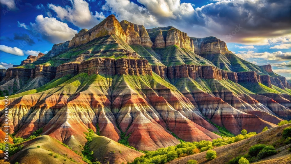 Magnificent serrated mountainside escarpment reveals ancient geological ...