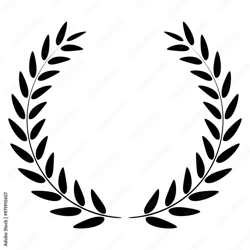 Laurel wreath, Black circular laurel olive branches greek wreath vector ...